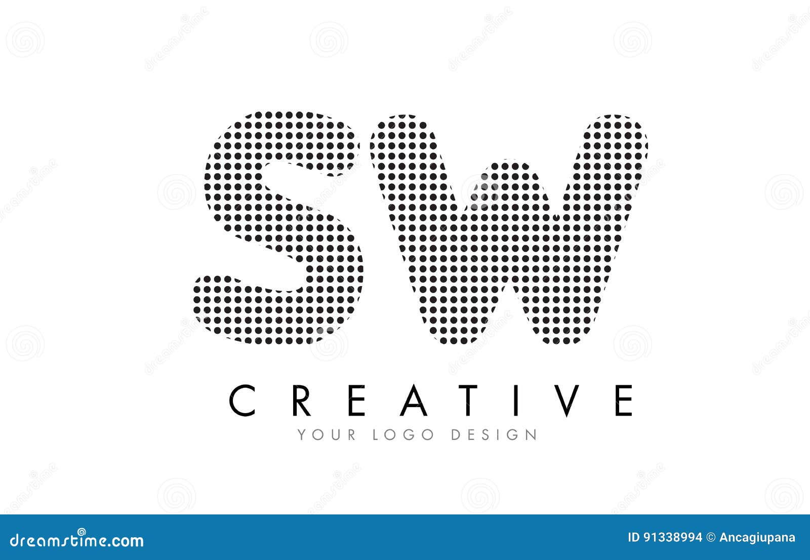 SW S W Letter Logo with Black Dots and Trails. Stock Vector ...