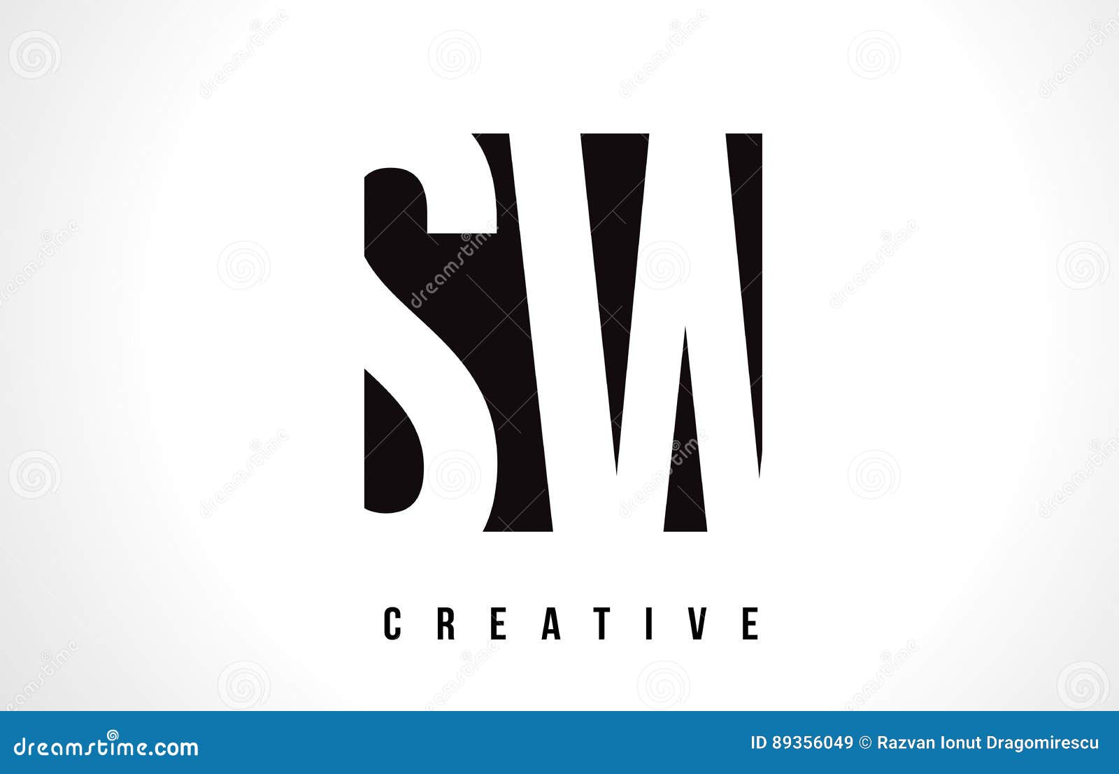 SW S W White Letter Logo Design with Black Square. Stock Vector ...