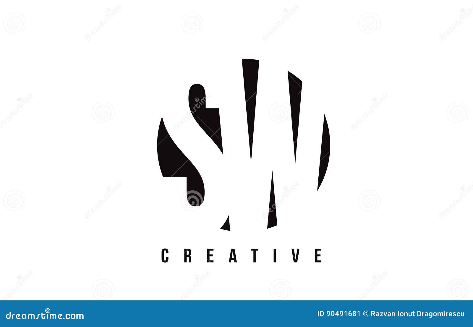 SW S W White Letter Logo Design With Circle Background. Cartoon Vector ...