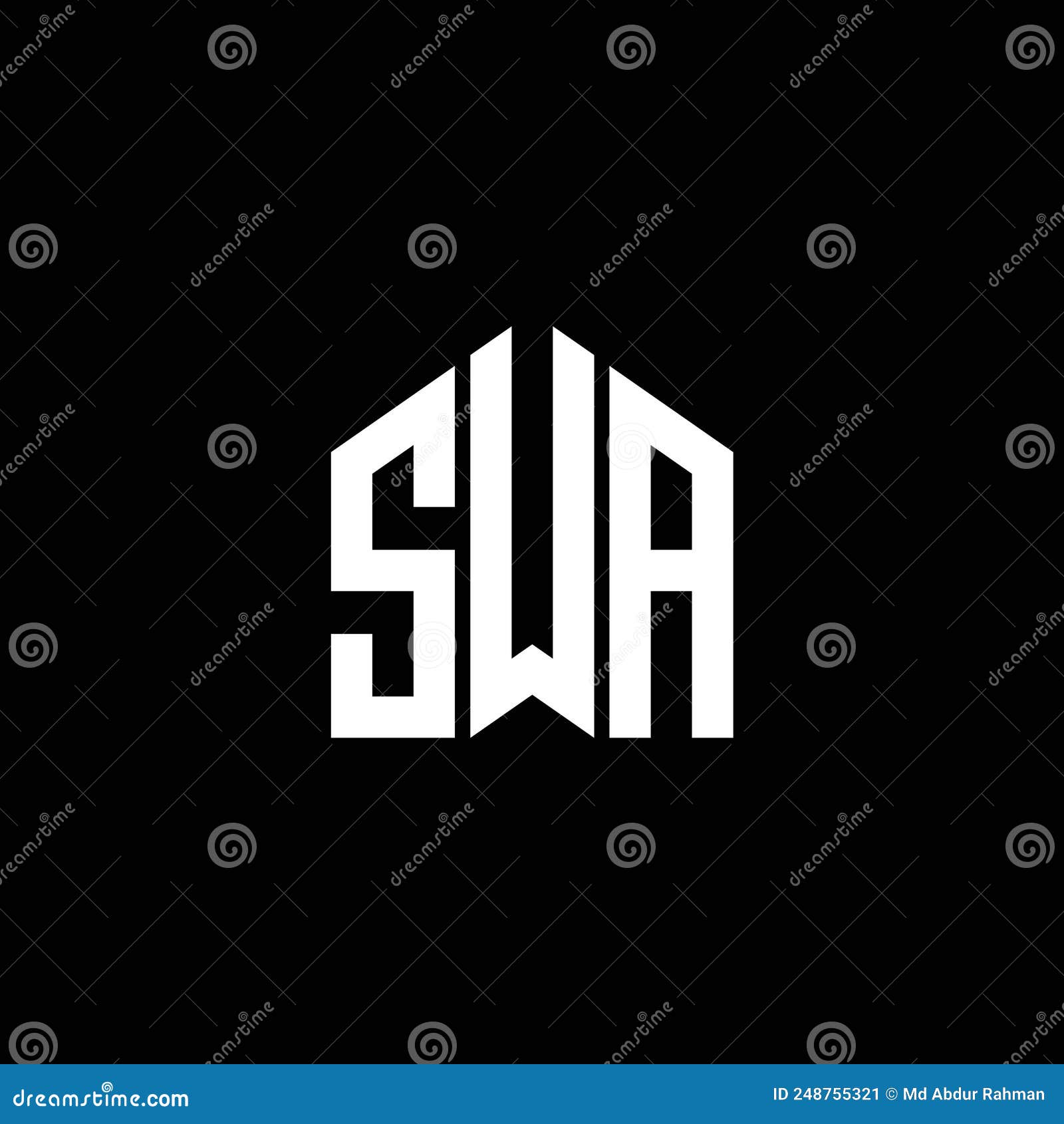 SWA Letter Logo Design on BLACK Background. SWA Creative Initials ...