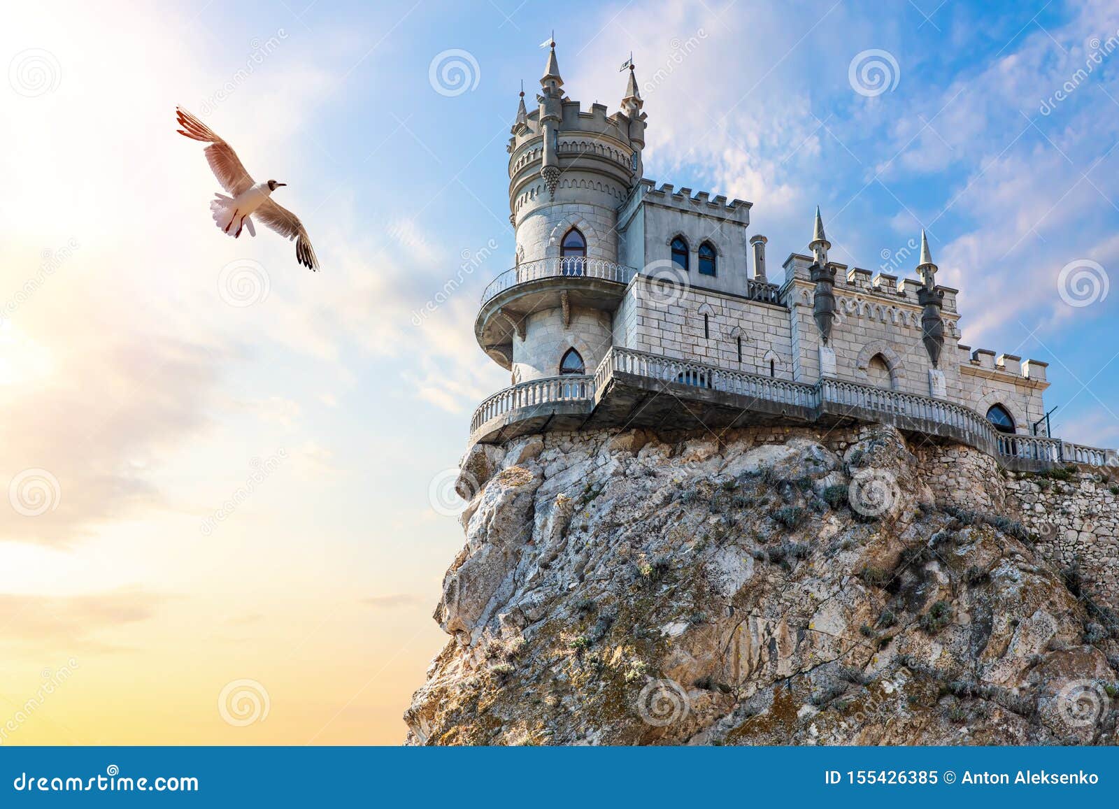 The Swallow Nest and the Seagull, Crimea Scenery Stock Image - Image of ...