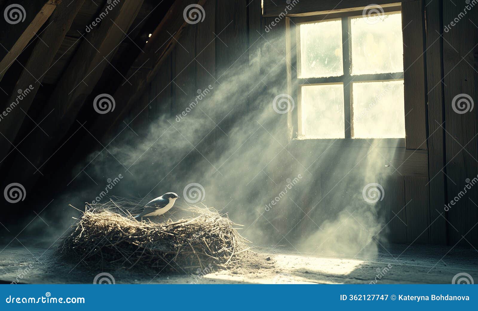 Swallow S Nest Inside an Old Wooden Barn Close-up. Generated by ...