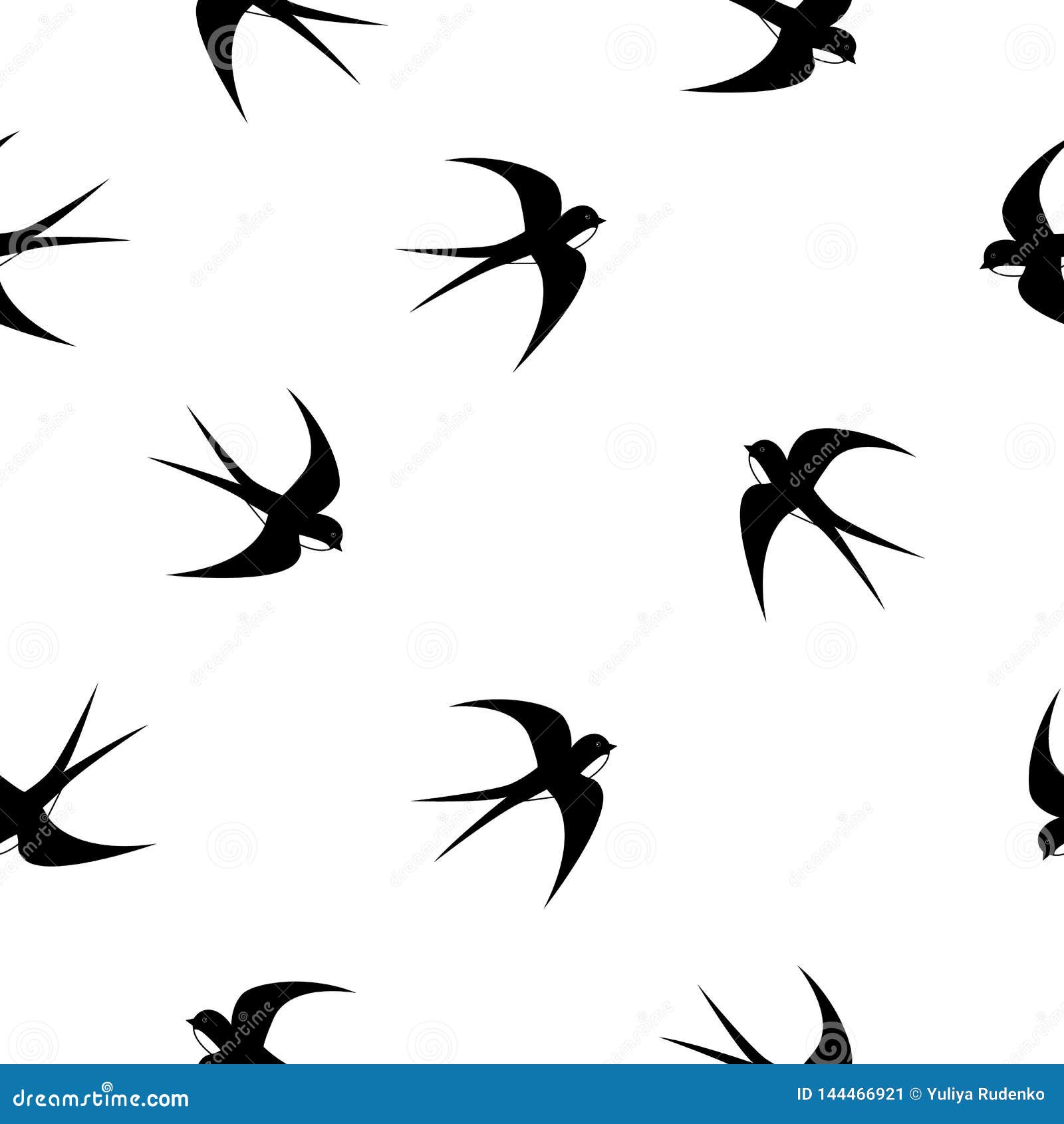 Swallow, Swift, Birds. Graphic Vector Pattern. Decorative Seamless ...