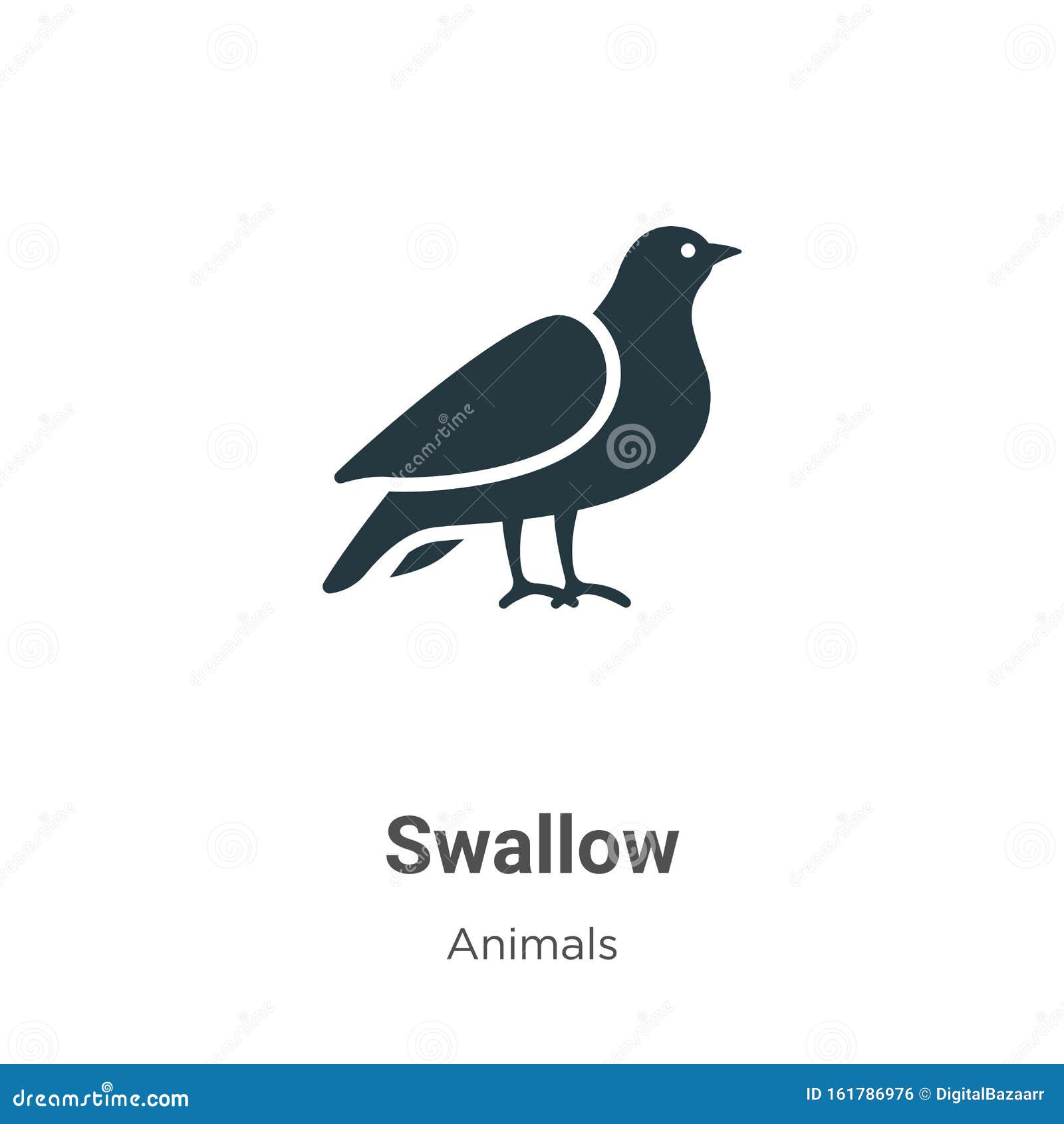 Swallow Vector Icon on White Background. Flat Vector Swallow Icon ...