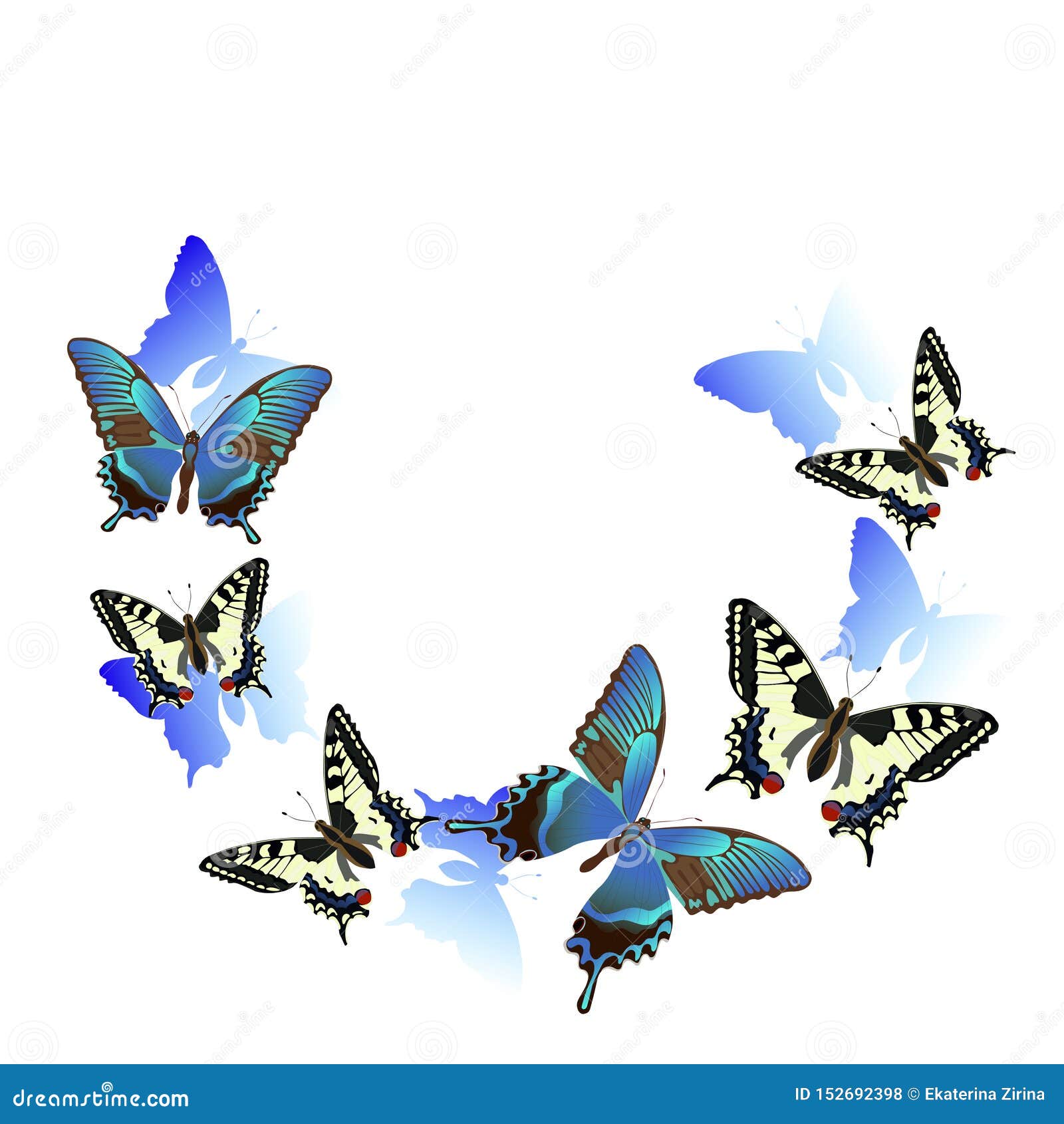 Swallowtail Butterflies. Vector Black Silhouettes. | CartoonDealer.com ...