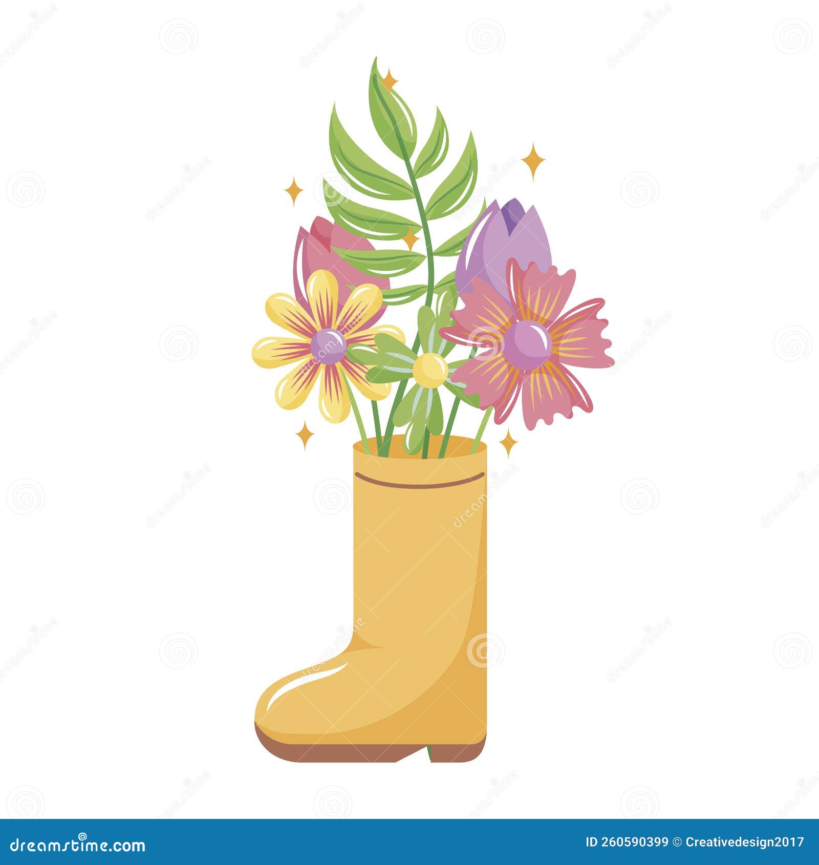 Swamp Boots with Flowers Vector Stock Vector - Illustration of puddle ...