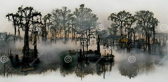 Swamp and mist stock illustration. Illustration of mist - 252700771