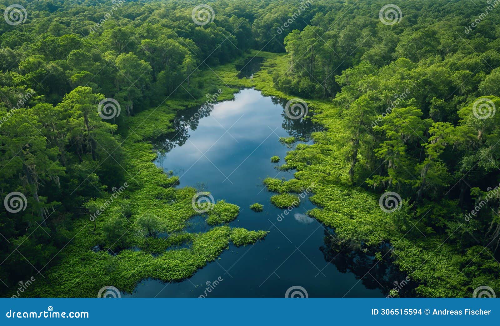 Swampy River in a Green Forest, Top View. Stock Photo - Image of stream ...