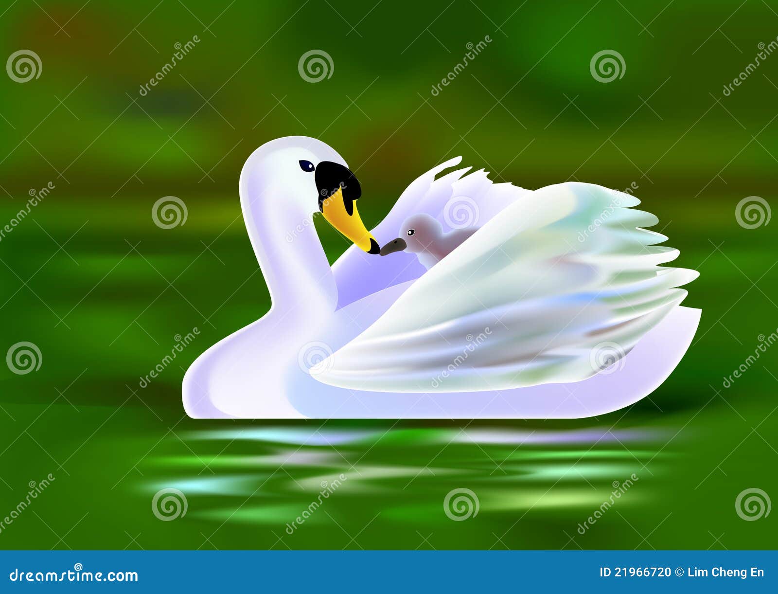 Mother Swan And Cygnet Icon, Icon Cartoon Vector Illustration ...
