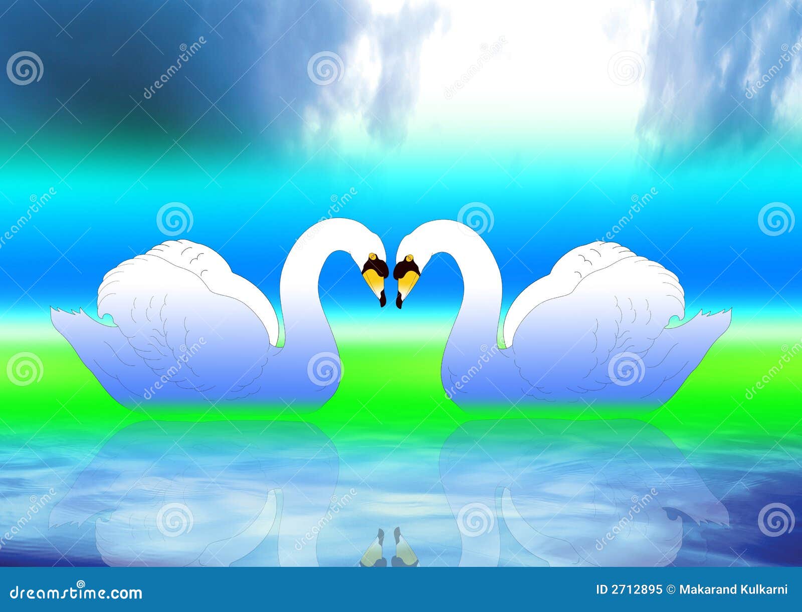 Swan in blue stock illustration. Illustration of calm - 2712895