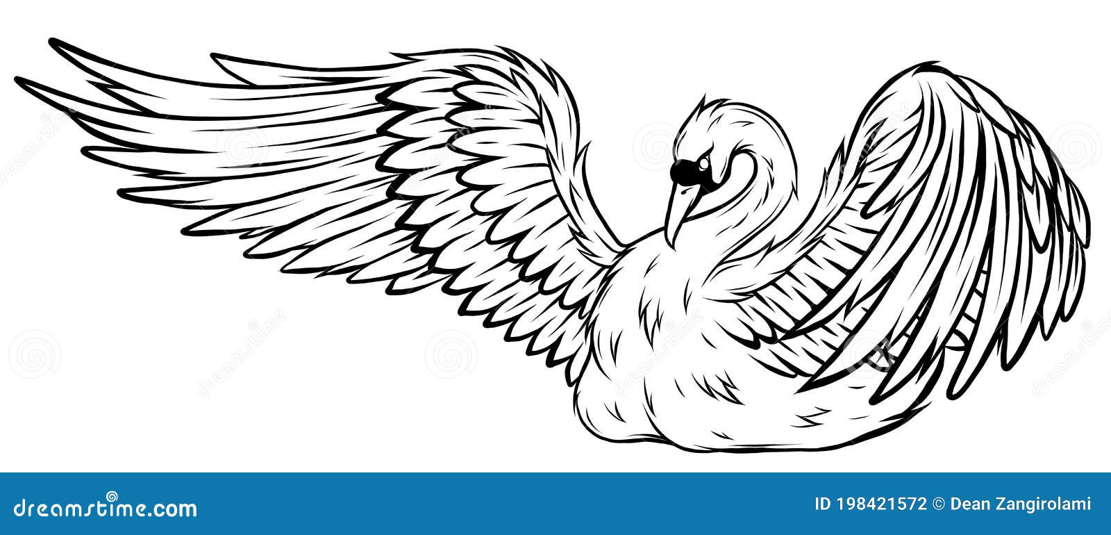 Swan in Engraving Style. Vector Illustration, Isolated, Grouped ...