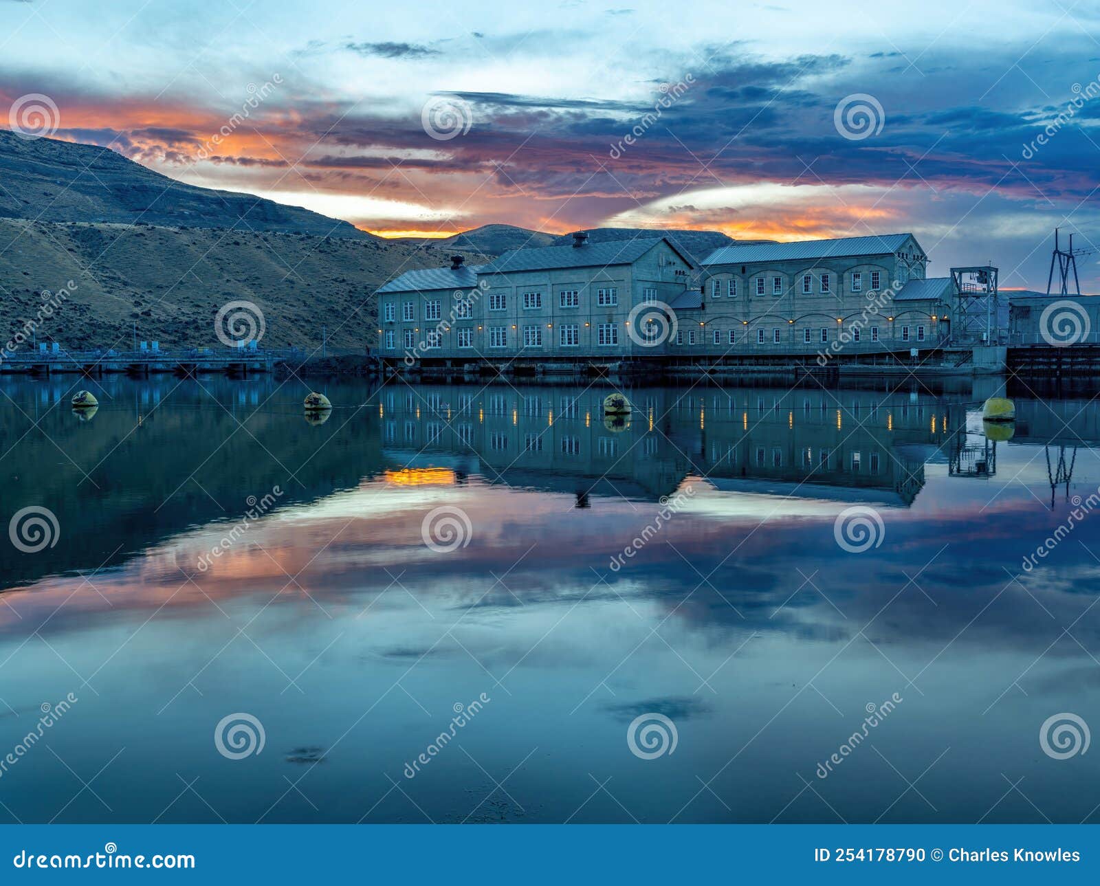 Swan Falls Dam on the Snake River with Beautiful Sunset Stock Photo ...