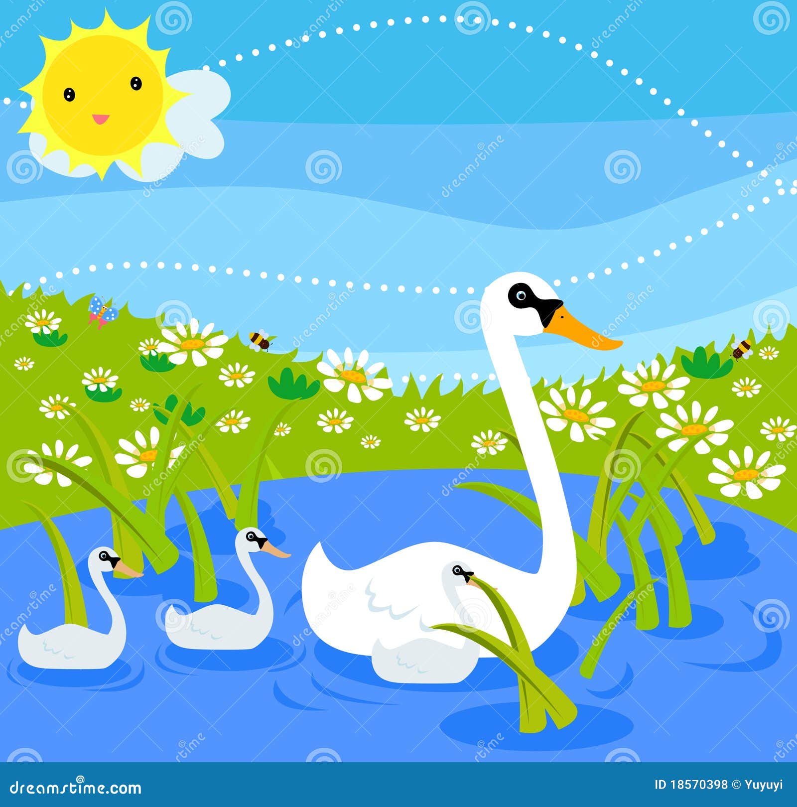 Swan family stock vector. Illustration of parent, affectionate - 18570398