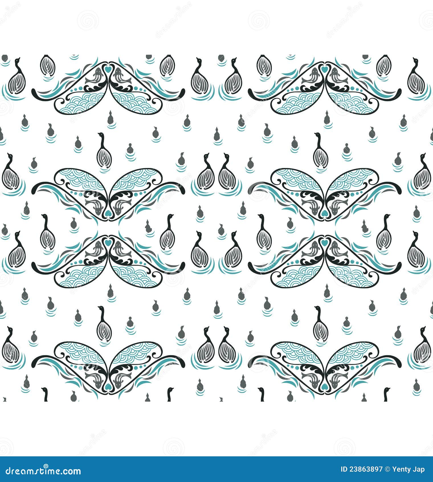 Swan family pattern stock vector. Illustration of fish - 23863897
