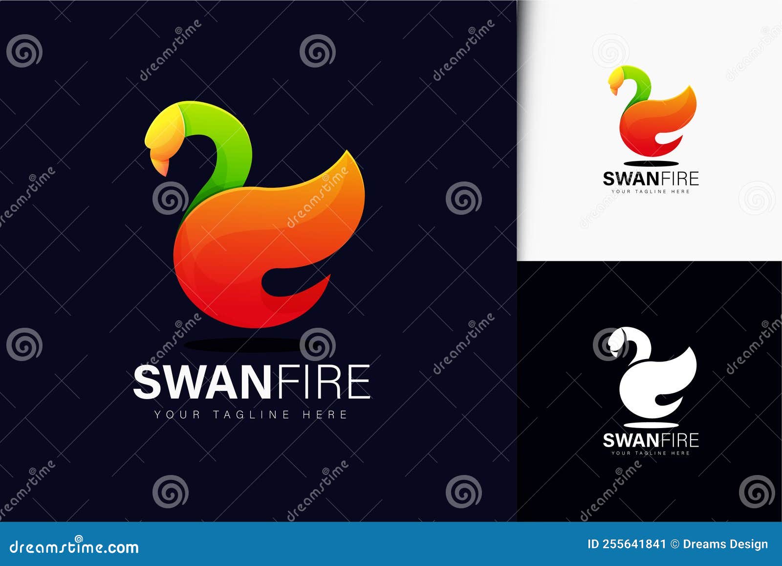 Swan Fire Logo Design with Gradient Stock Vector - Illustration of ...