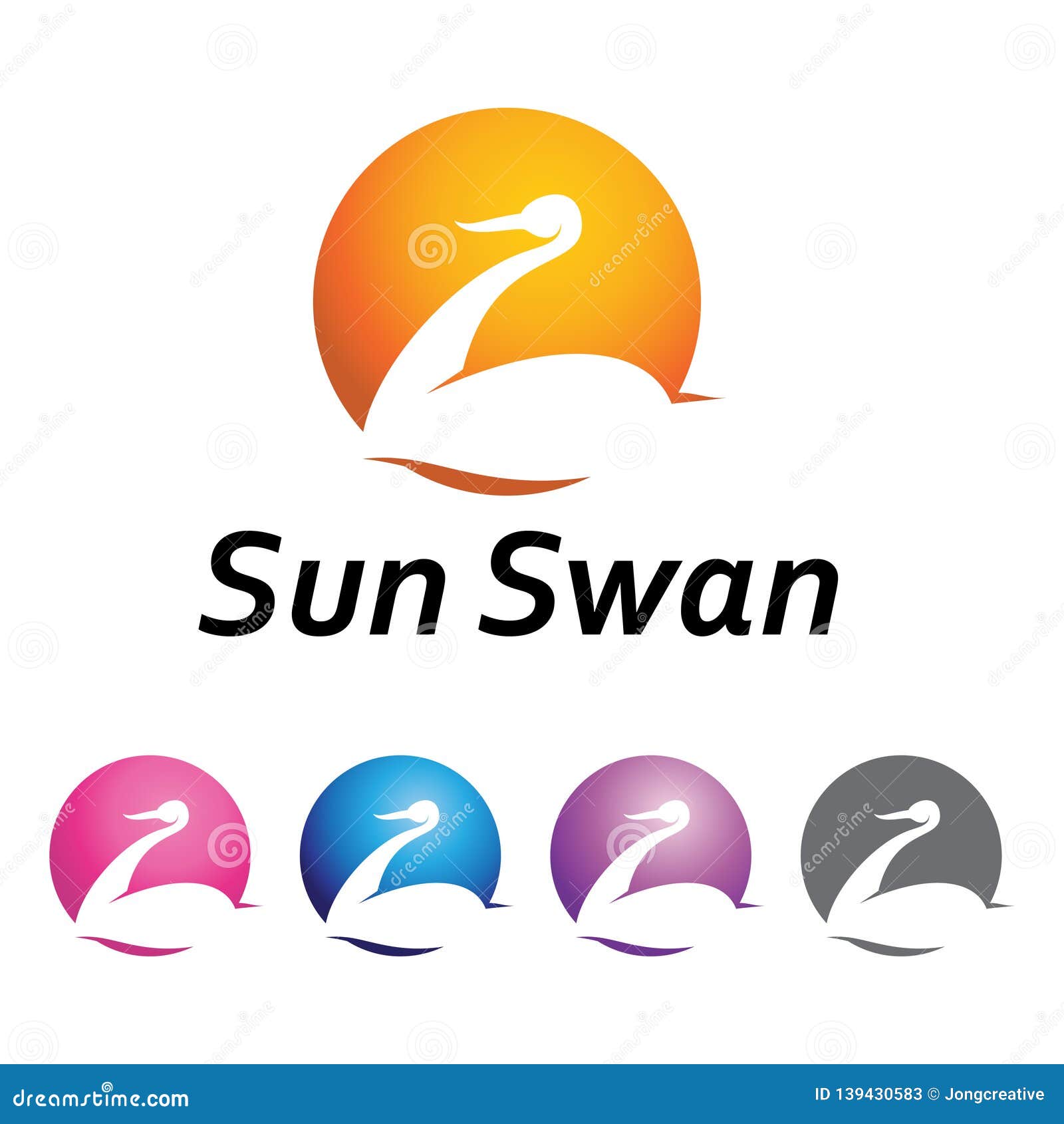 Swan Goose in Circle Sun Logo Symbol Stock Vector - Illustration of ...