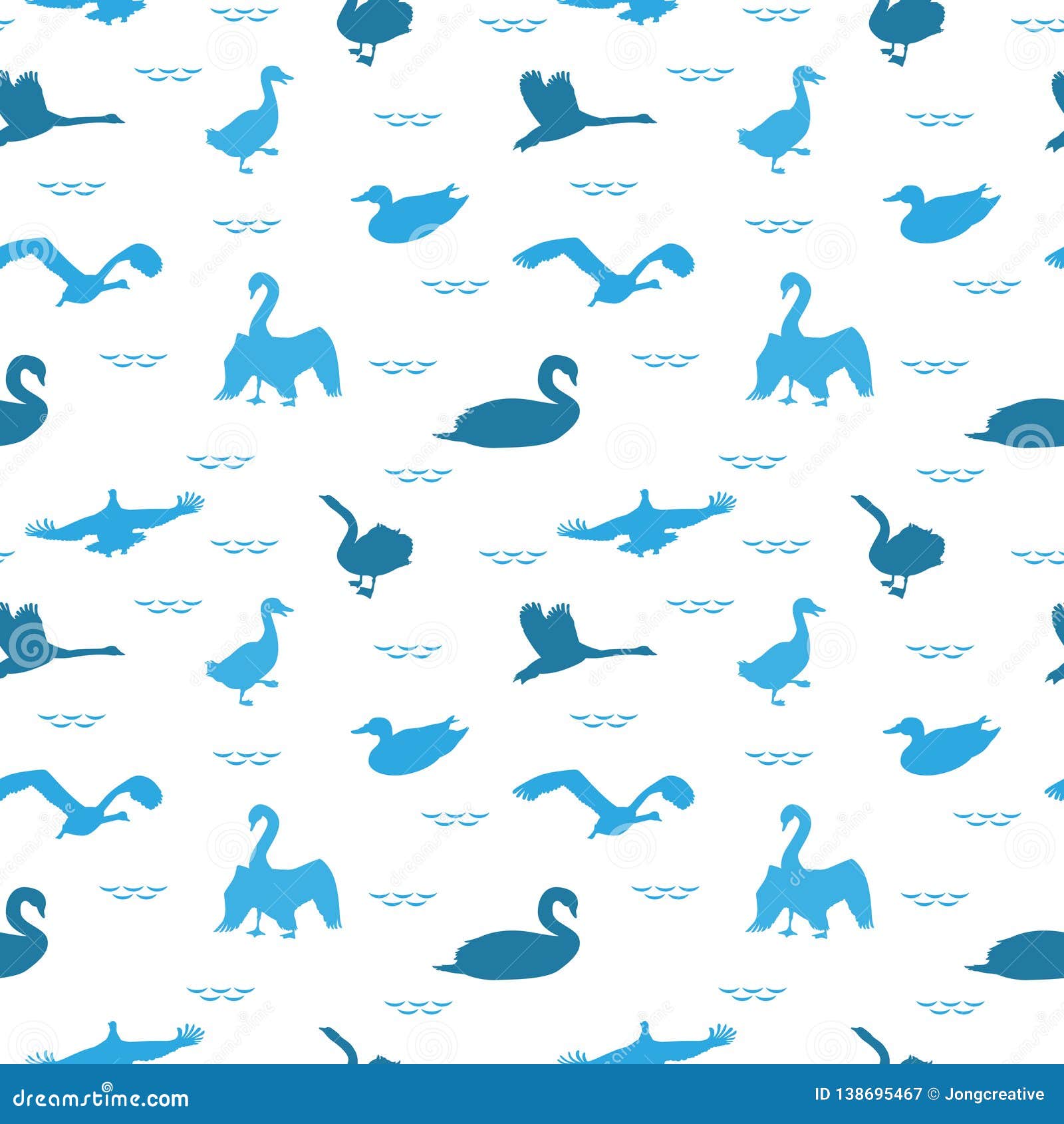 Swan and Goose Seamless Repeating Pattern Background Illustration Stock ...