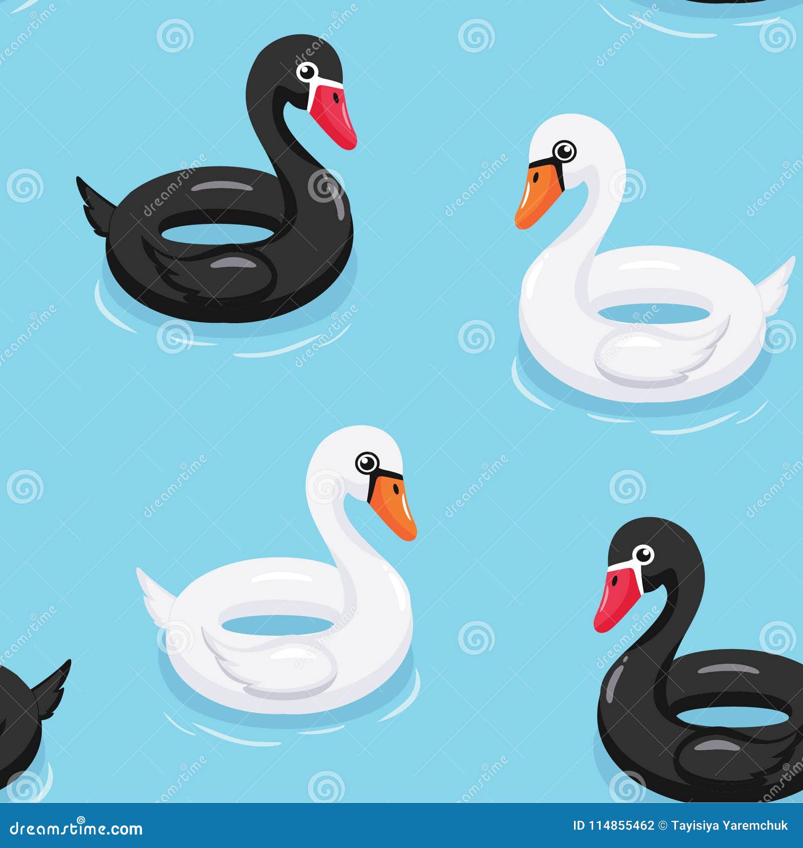 Swan Inflatable Pool Floats Pattern. Vector Seamless Texture. Stock ...