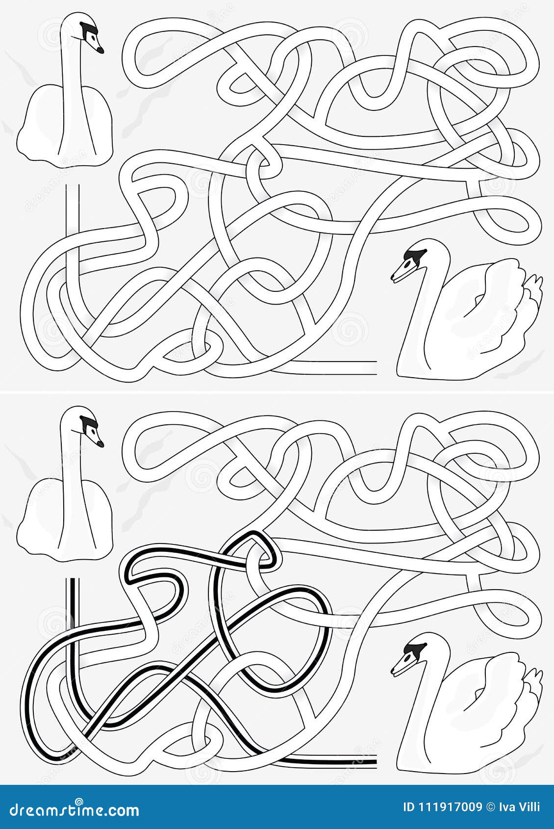 Swan maze stock vector. Illustration of water, drawing - 111917009
