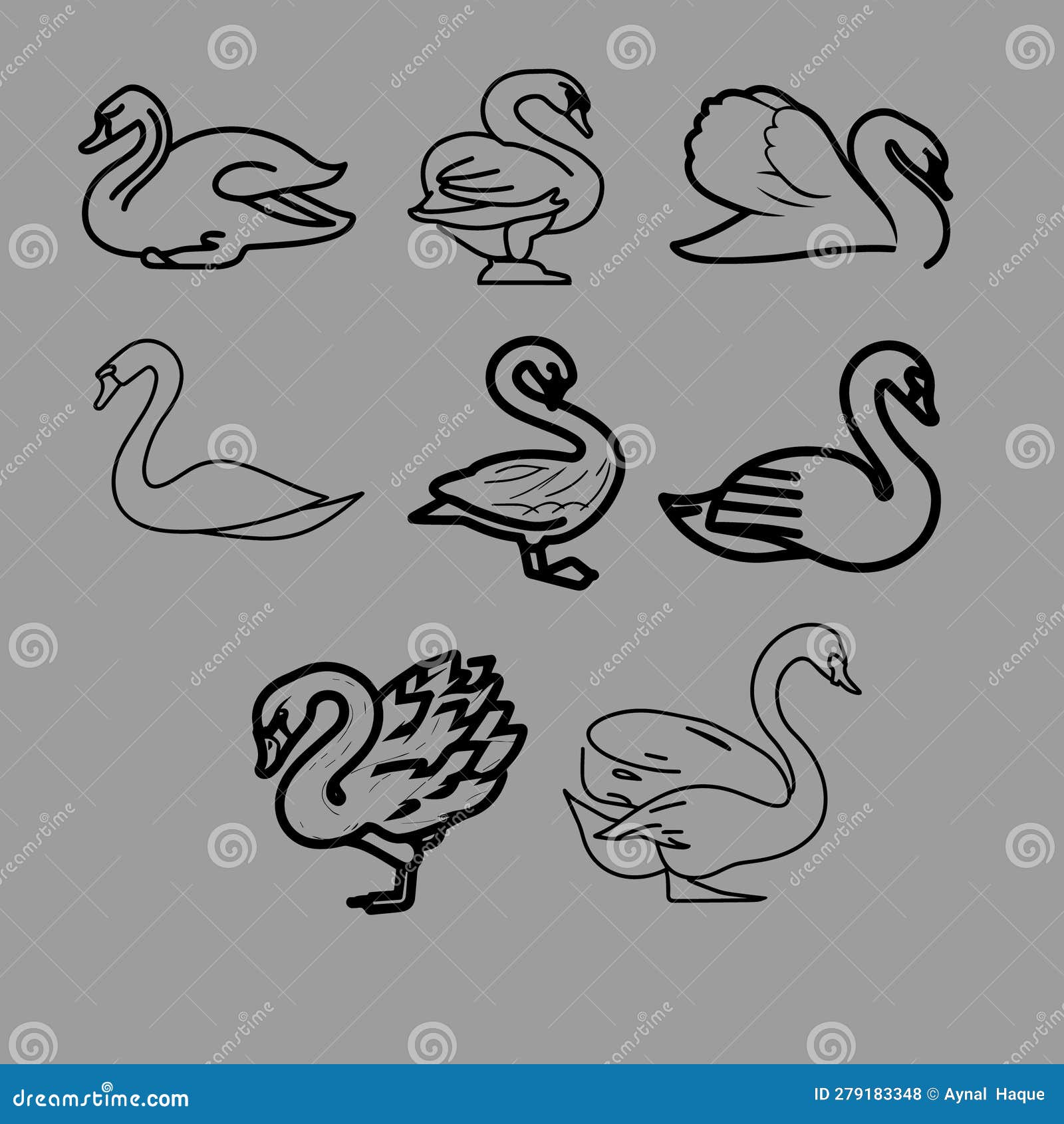 Swan Outline Icon Isolated Line Art Vector Illustration. Stock Vector ...