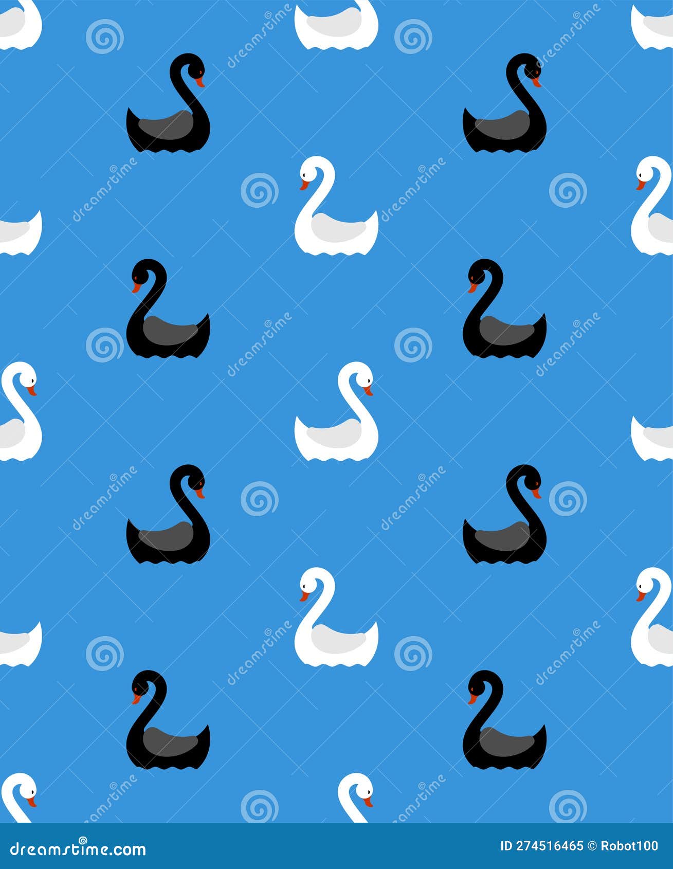 Swan Pattern Seamless. Waterbird Background. Baby Fabric Texture Vector ...