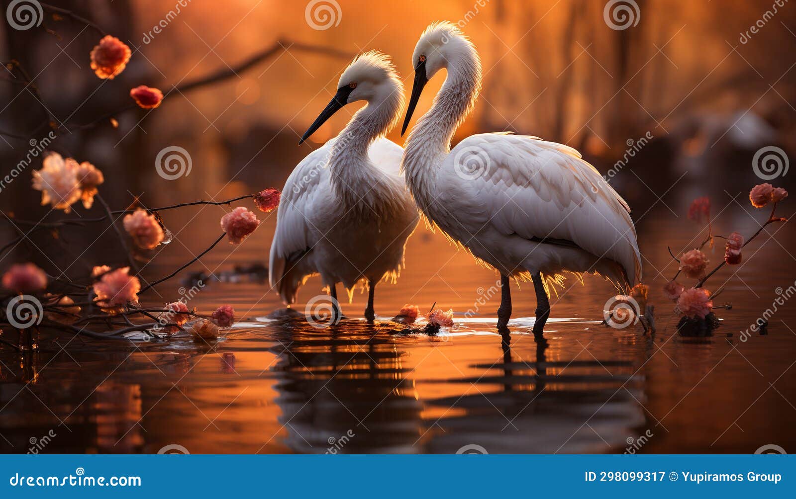 Swan Reflection in Pond Captures Nature Elegance at Sunset Generated by ...