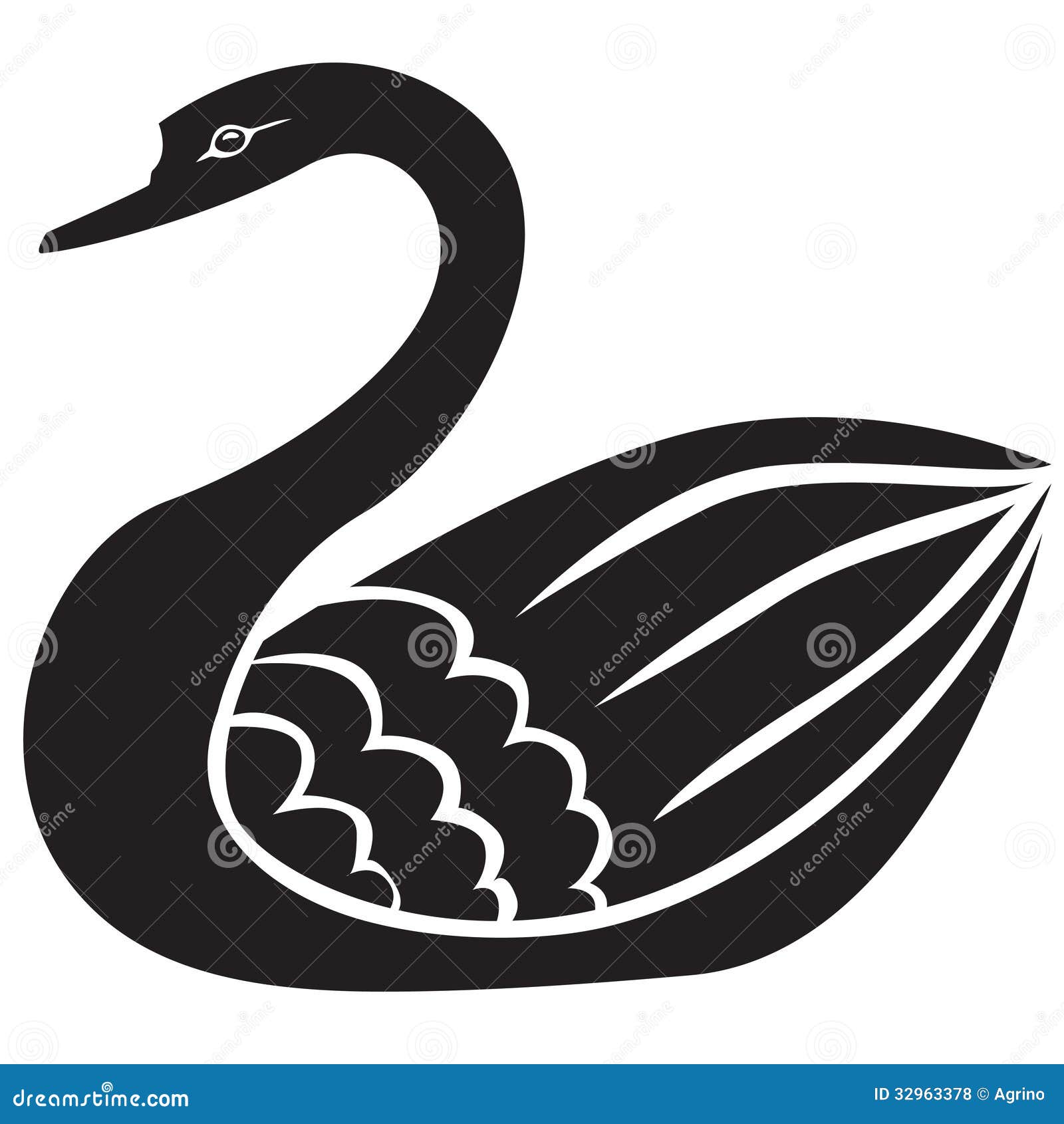 Swan silhouette stock vector. Illustration of swims, beautiful - 32963378