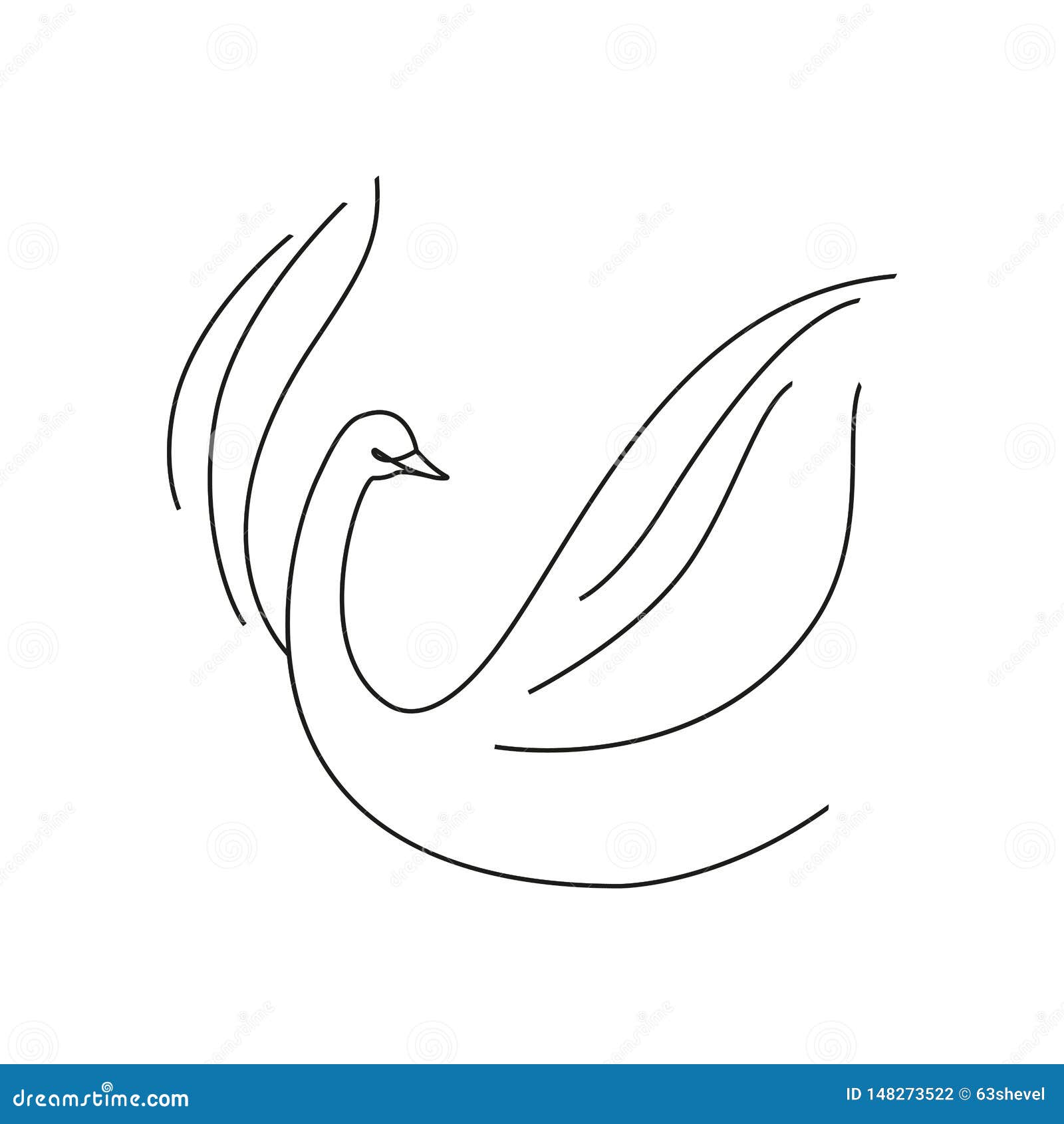 Swan. Soaring Bird. Linear Icon Isolated on White Background. Vector ...