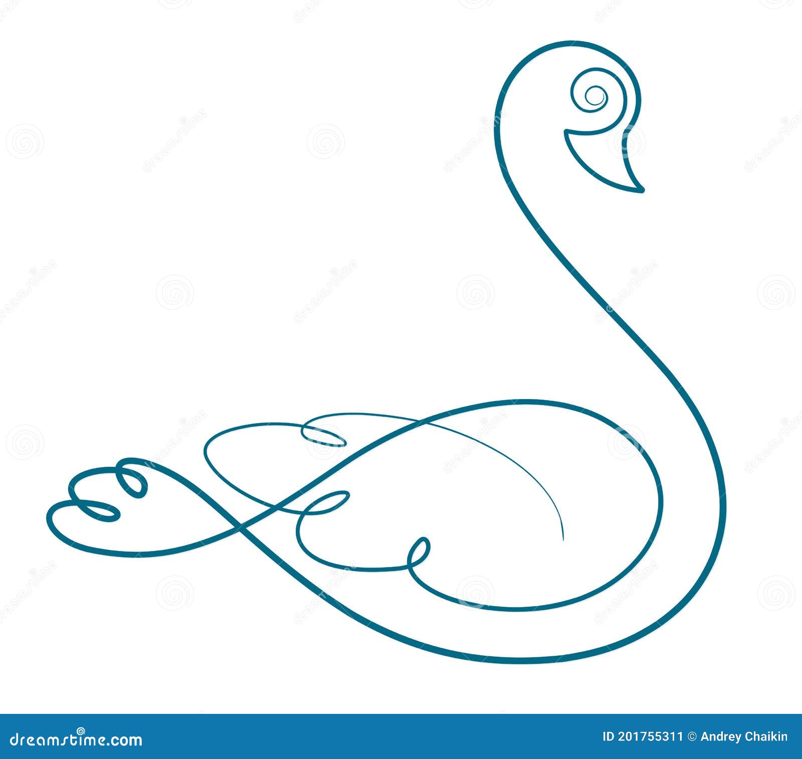 The swan symbol one line. stock vector. Illustration of animal - 201755311