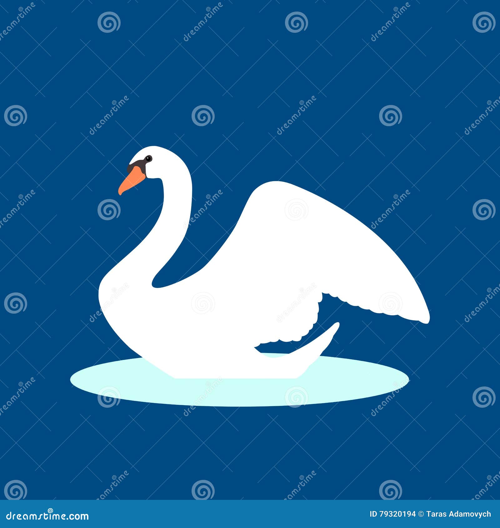 Swan on the Water Vector Illustration Flat Stock Vector - Illustration ...