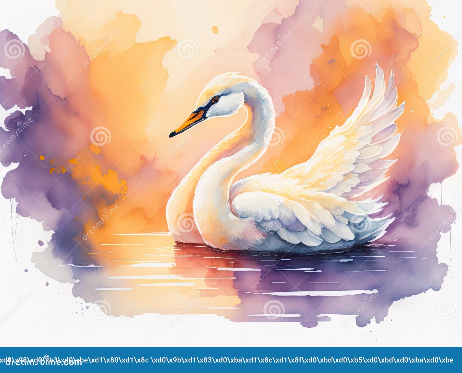 Swan Watercolor Hand Drawn Style Bright Image. Ai Generative Stock Illustration - Illustration ...