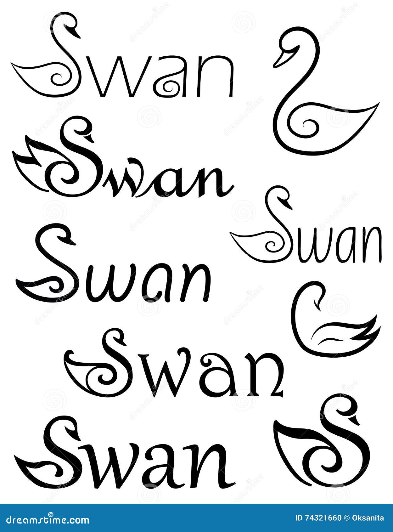 Swans. stock vector. Illustration of letter, isolated - 74321660