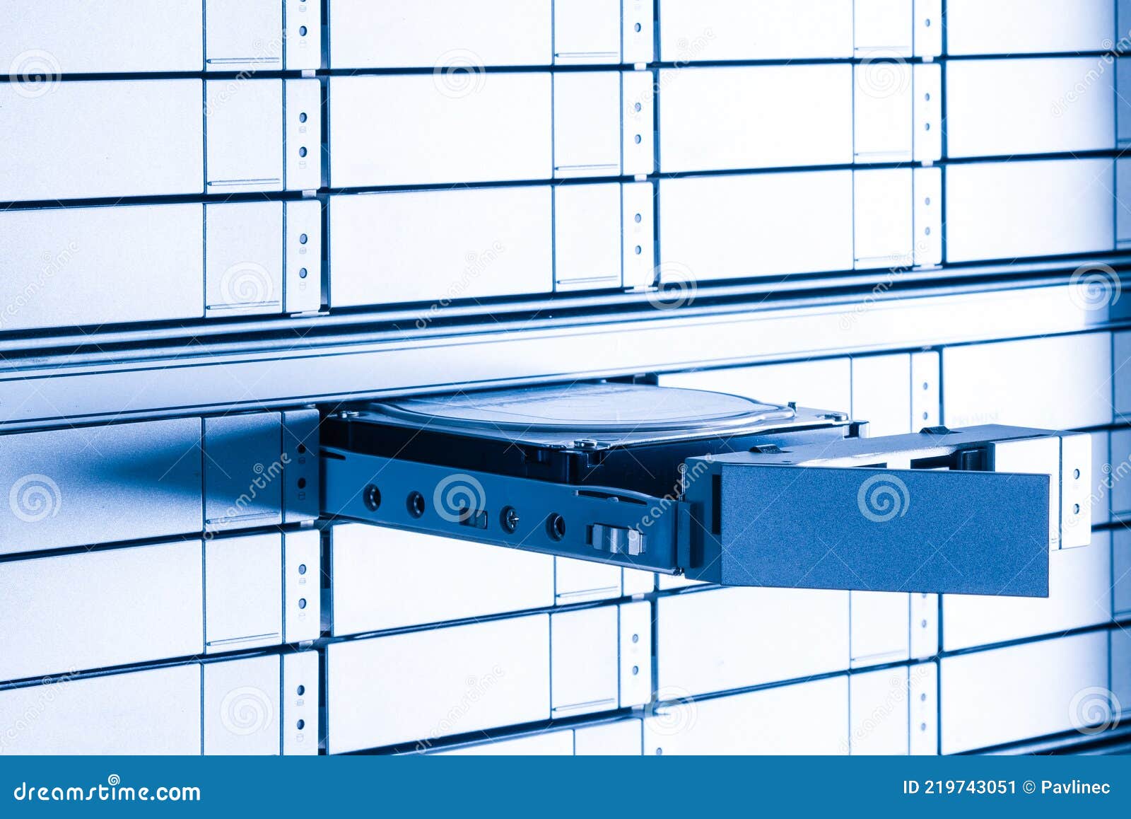 Swapping Hard Drive in Data Storage Array Used for Internet Clou Stock ...