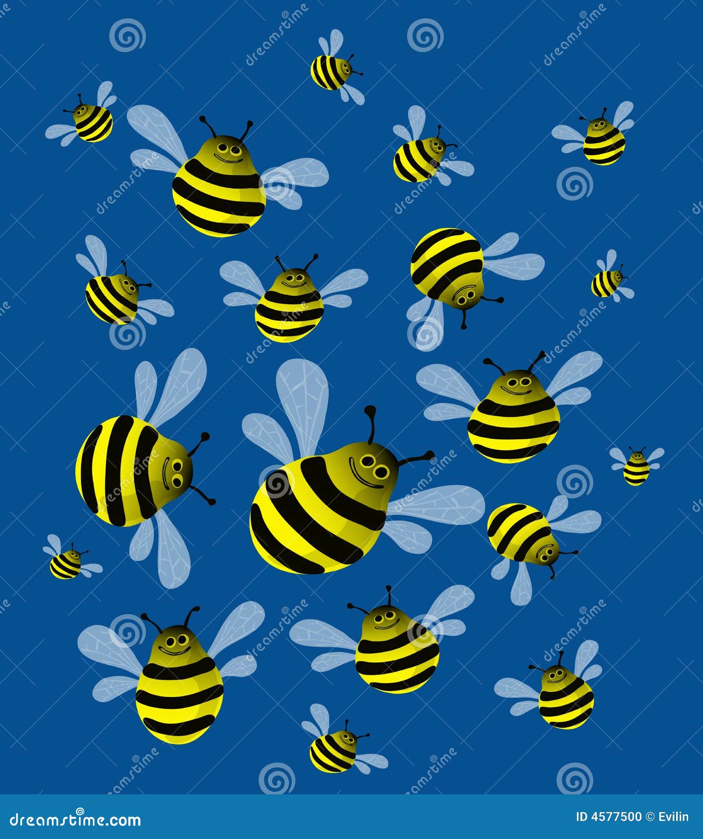 Wasp Swarm Cartoon Illustration Isolated On White Background. Poisonous ...