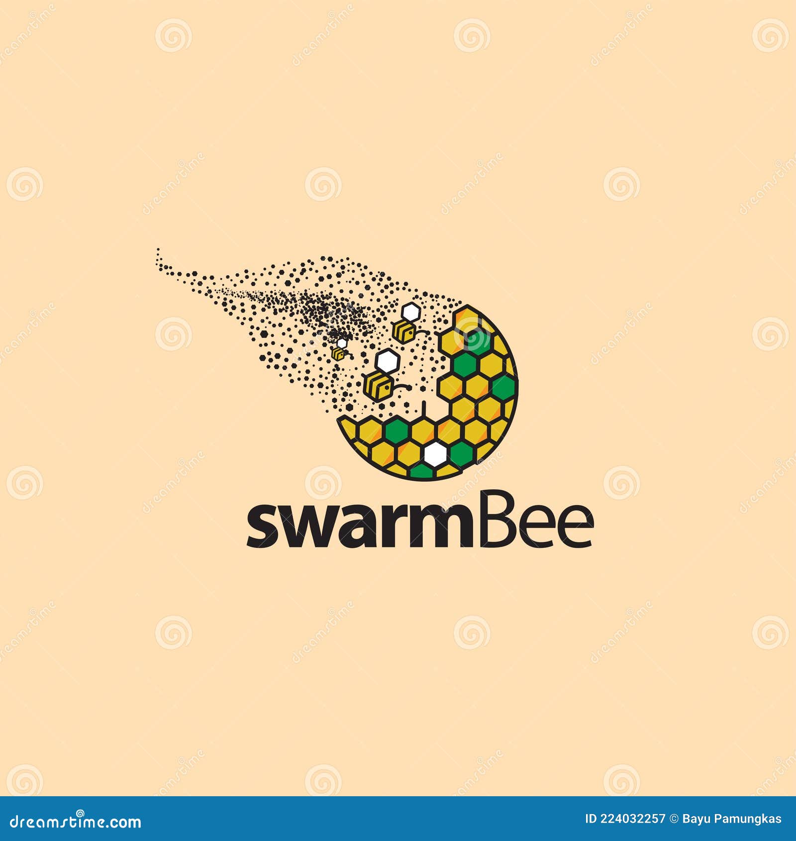 Swarm Bee Logo Vector Element. Bee Vector Template Stock Vector ...