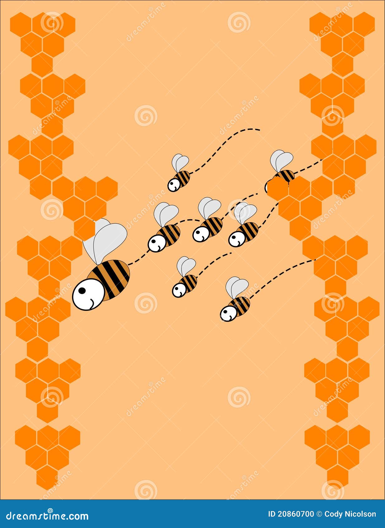 Swarm of bees stock vector. Illustration of stinger, honeycombs - 20860700