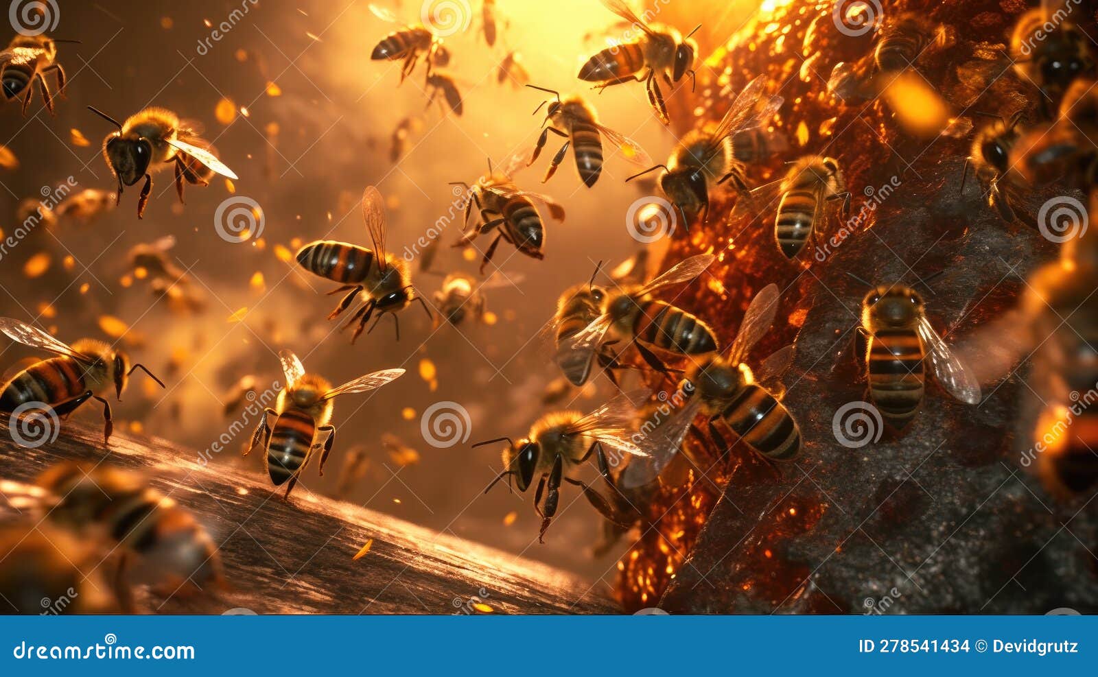 A Swarm of Bees Flying Around the Hive. Generative AI Stock ...