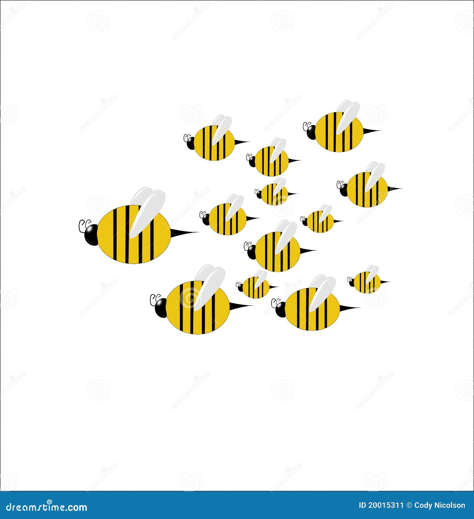 Swarm of bees on white stock illustration. Illustration of cartoons ...