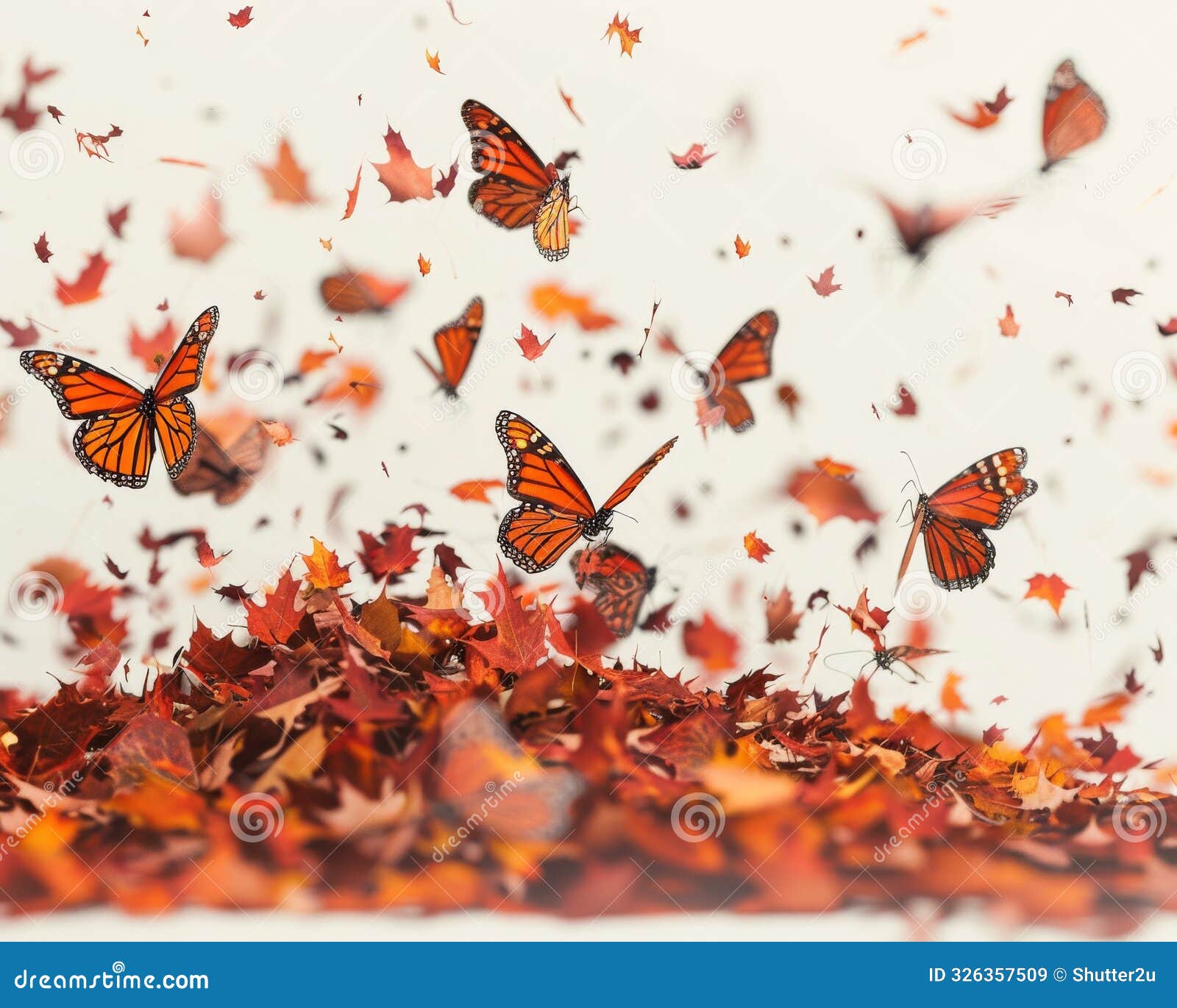 A Swarm of Butterflies Made Up of Falling Leaves Stock Illustration ...
