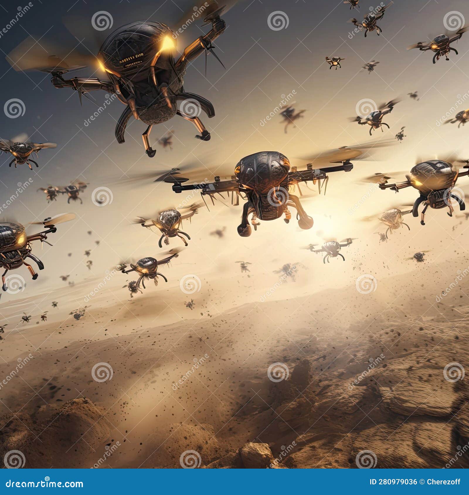 A Swarm Of Combat Drones Stock Photography | CartoonDealer.com #280979036