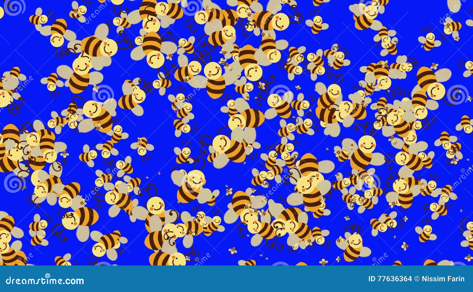 Swarm of Cute Cartoon Bees Flying Around on a Blue Screen Stock Footage ...
