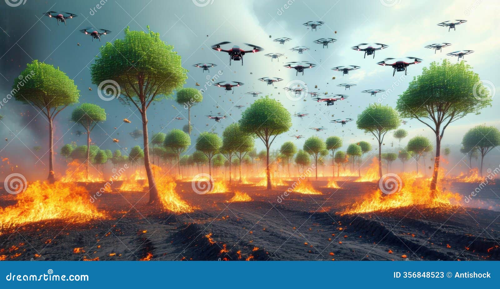 Swarm of Firefighting Drones Surveying Raging Wildfires, Analyzing Heat ...