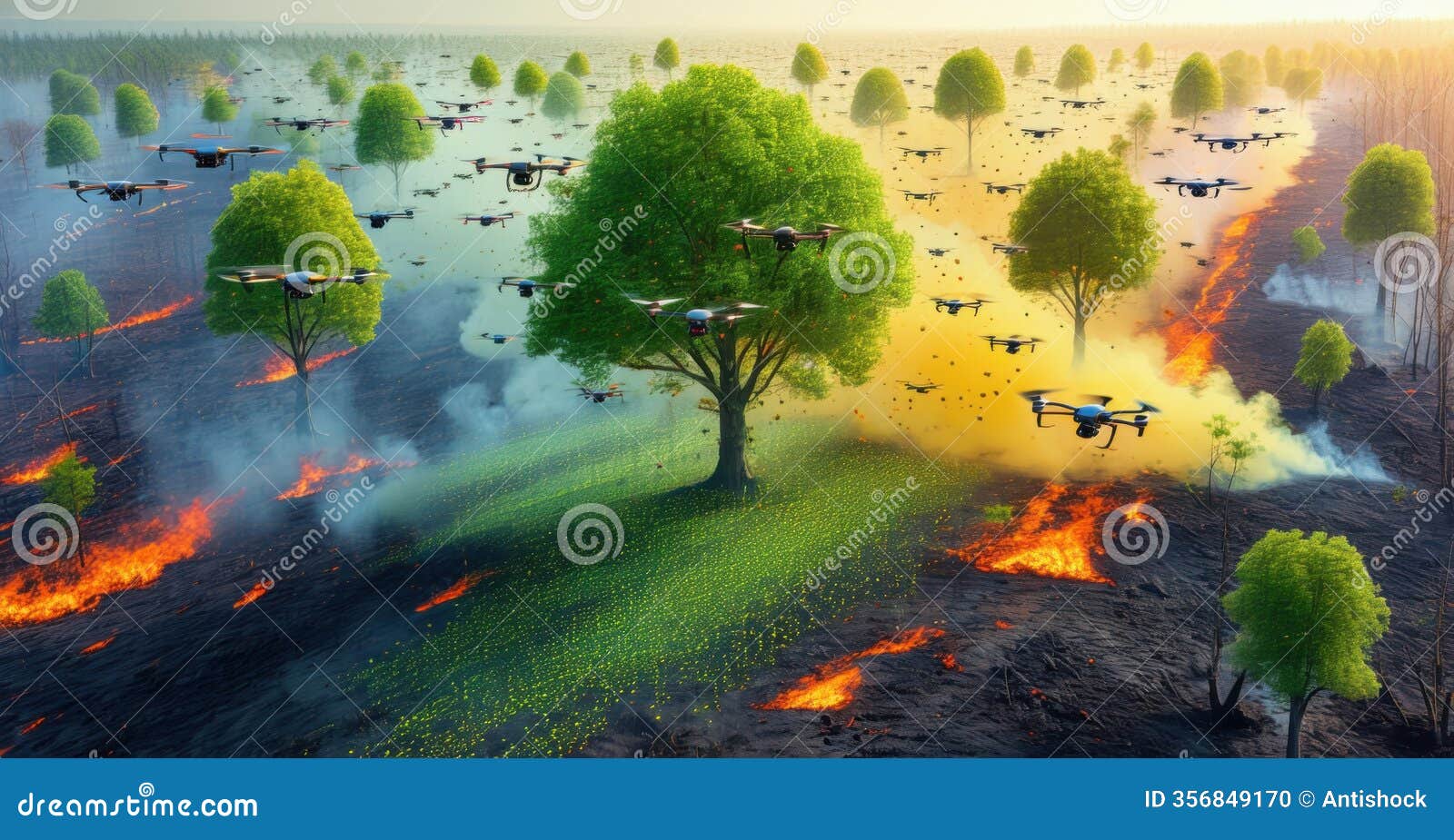 Swarm of Firefighting Drones Surveying Raging Wildfires, Analyzing Heat ...