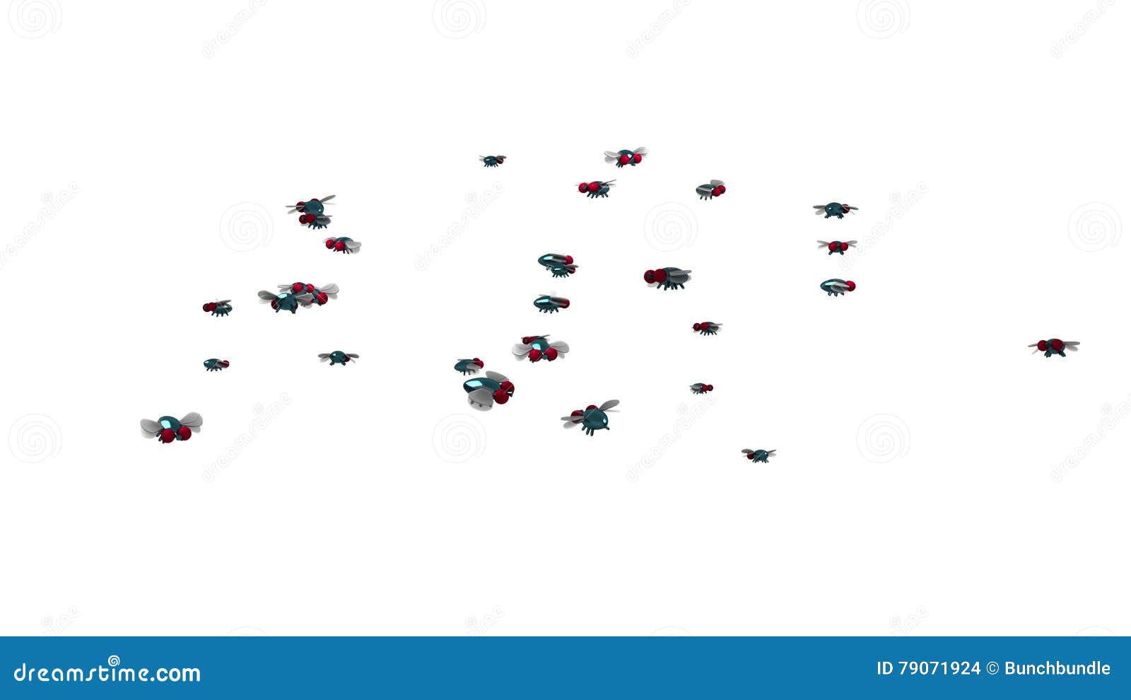 Swarm of Flies. 3D Animation in Cartoon Style. Alpha Channel, Loopable ...