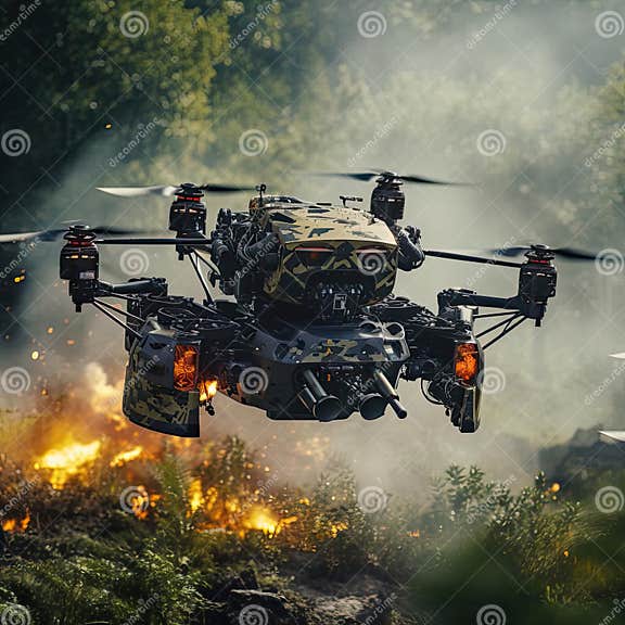 Swarm of FPV Drones in Combat Attack Stock Image - Image of quad ...
