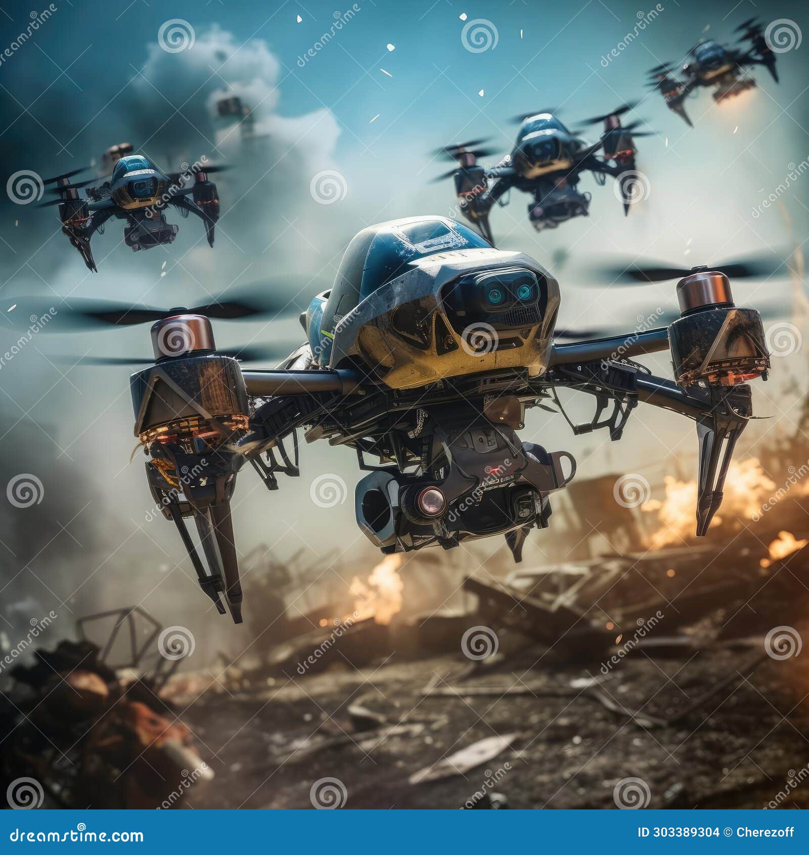 Swarm of FPV Drones in Combat Attack Stock Photo - Image of plane ...