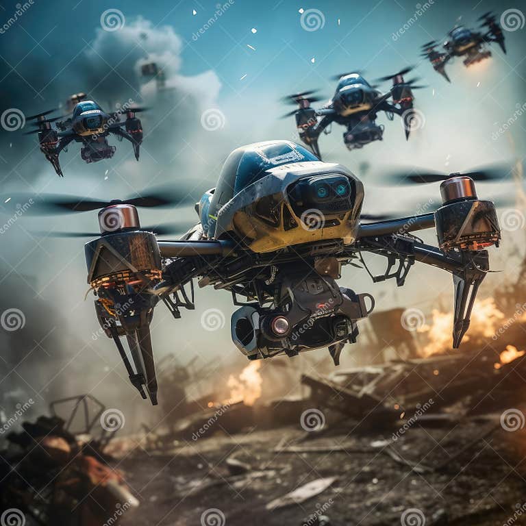Swarm of FPV Drones in Combat Attack Stock Photo - Image of plane ...