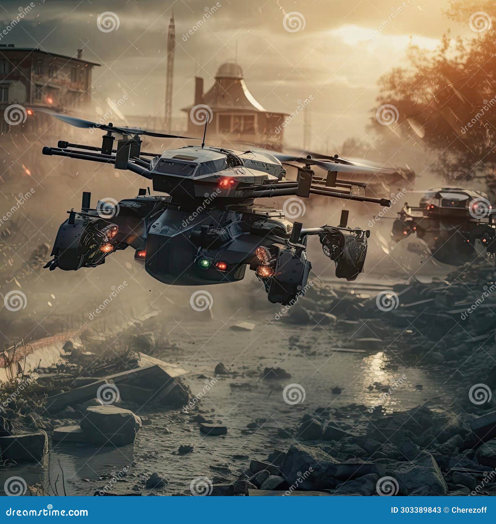 Swarm of FPV Drones in Combat Attack Stock Image - Image of quad ...