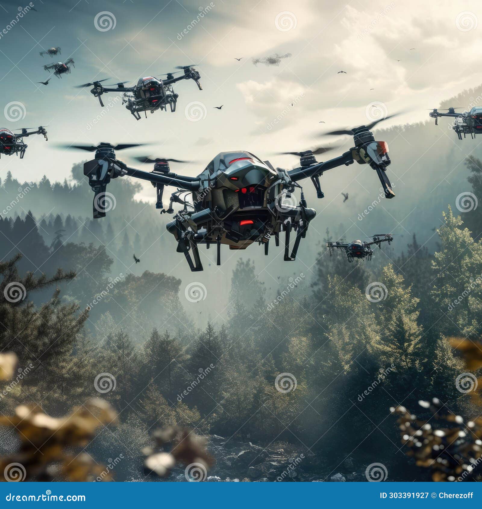 Swarm of FPV Drones in Combat Attack Stock Image - Image of antitank ...