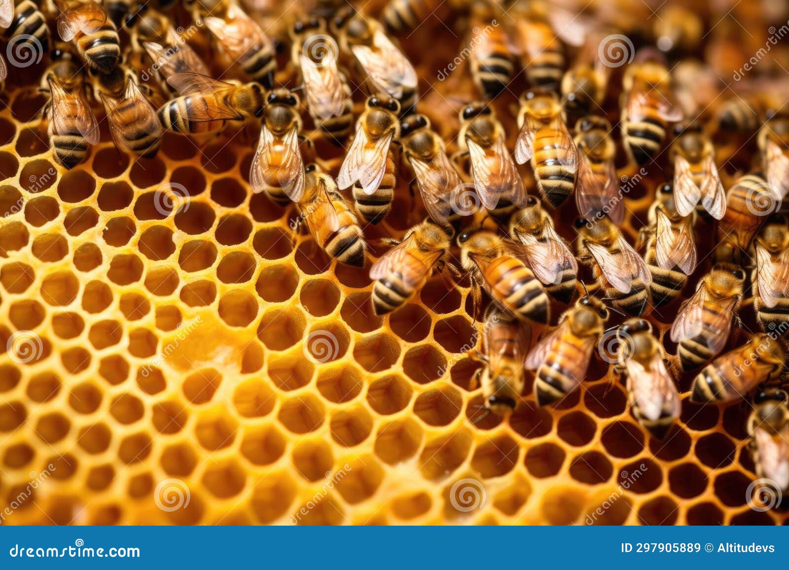 Swarm of Honey Bees Working on Building Their Honeycomb Stock Image ...